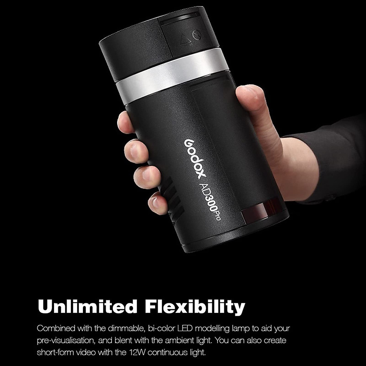 GODOX AD300 Pro Godox AD300Pro Godox Flash, TTL 2.4G HSS 1 / 8000s Outdoor Flash with 2600mAh Lithium Battery, 0.01-1.5S Recycle Time,320 Full Power Flashes, with Backpack/AD-S60S Softbox/Two Umbrella