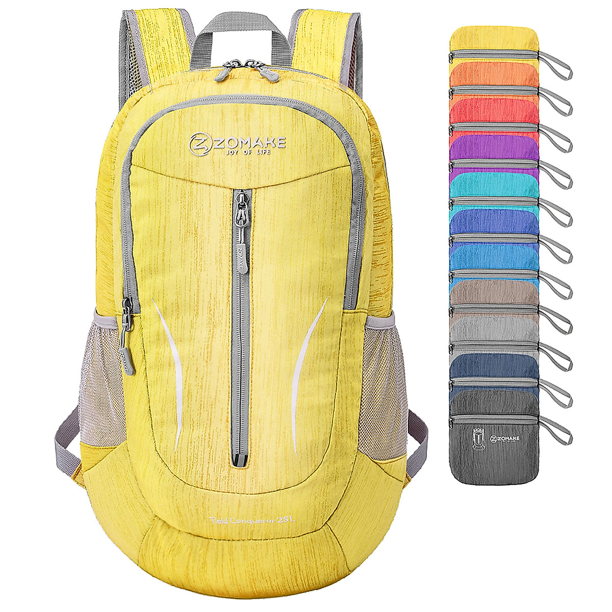 ZOMAKE 25L Ultra Lightweight Packable Backpack, Foldable Hiking Backpacks Water Resistant Small Folding Daypack for Travel(Yellow)