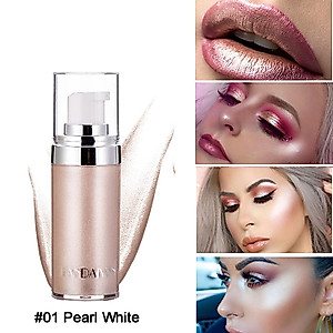 Yeweian Face Body Luminizer, Liquid Highlighter Makeup, Face Body Shimmer Glow Illuminator, Bronzer Smooth Shine Shimmer Liquid Foundation, Waterproof Moisturizing Body Highlighter