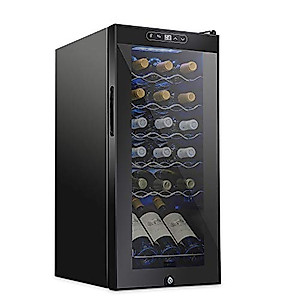SCHMECKE 18 Bottle Compressor Wine Cooler Refrigerator w/Lock - Large Freestanding Wine Cellar - 41f-64f Digital Temperature Control Wine Fridge For Red, White, Champagne or Sparkling Wine - Black