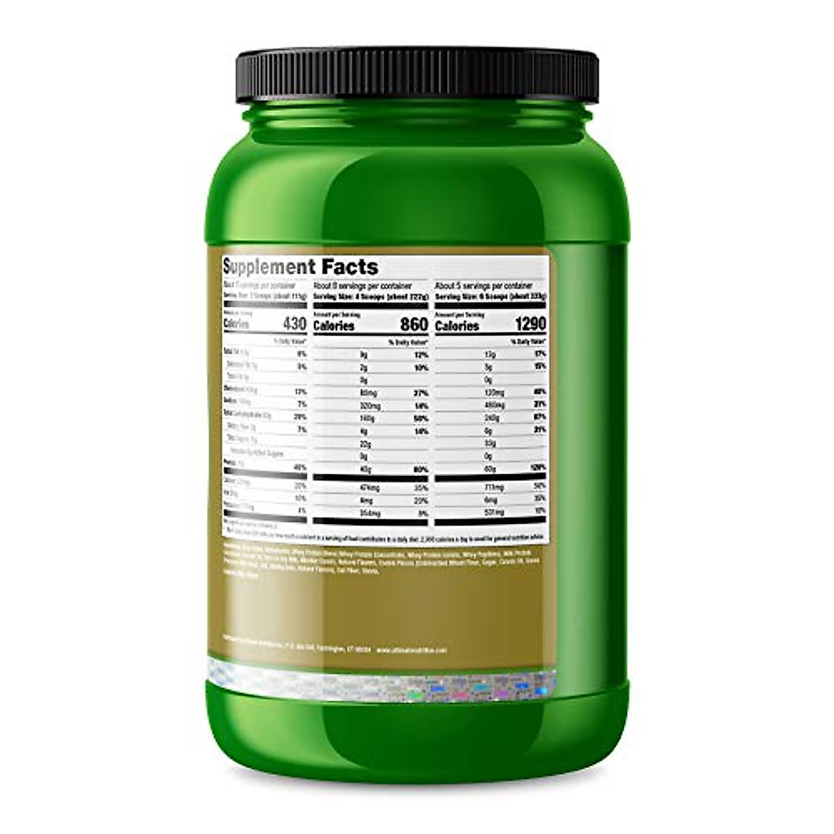 Ultimate Nutrition Natural Gainz Whey Protein Powder - Natural Gainer Protein with Micellar Casein and Milk Protein, Cookies N Cream, 3.6 Pounds