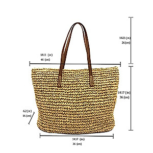 Romfor Women Large Straw Bag Handmade Summer Beach Shoulder Bag