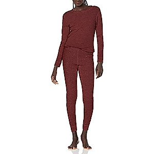 Fruit of the Loom Women's Micro Waffle Premium Thermal Set, Merlot Heather, Large
