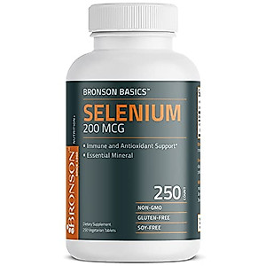 Bronson Selenium 200 mcg Immune & Antioxidant Support Essential Mineral, 250 Vegetarian Tablets