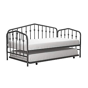 Novogratz Bushwick Metal Daybed & Trundle | Twin Size - Gunmetal Gray Daybeds