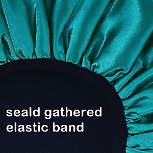 Aquior Shower Cap,Extra Large Triple Layer Bathing Cap with Dry Hair Function for Women Microfiber Terry Cloth Silky Satin 100% Waterproof Reusable Long Hair Bath Caps (Green)