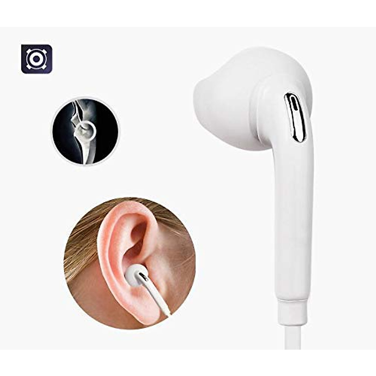 Aux Headphones/Earphones/Earbuds, (2 Pack) 3.5mm Aux Wired in-Ear Headphones with Mic and Remote Control Compatible with Galaxy S9 S8 S7 S6 S5 Edge + Note 5 6 7 8 9 and More Android Devices-White