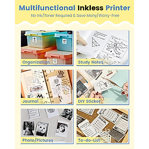 Memoking Photo Sticker Printer Machine - 2" Mini Printer - HD 300dpi Sticker Maker Machine for Pad&Phone - M02 Pro Portable Mini Pocket Thermal Printer White - Inkless Bluetooth Printer for Photos,DIY