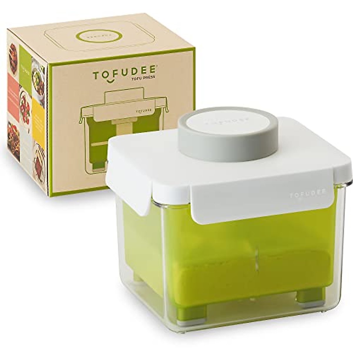 TOFUDEE Tofu Press With Auto IntelliSpring. Patent Adjustable Vegan Tofu Presser for Speed up Draining Water from All Types of Pressed Tofu without Crack
