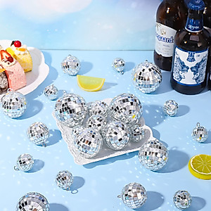 Jspupifip 60 Pcs Mirror Disco Balls Bulk Ornaments Reflective Silver Glass Disco Ball Decorations 70s Disco Themed Party Decor for Graduation Party Decor(1.2 inch,1.57 inch,1.94 inch,2.3 6inch)