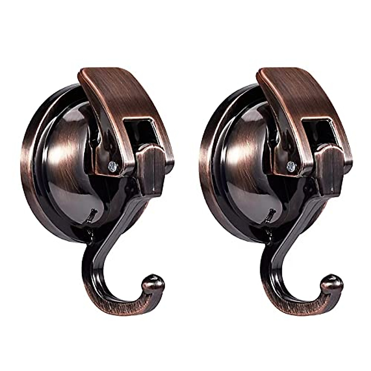 Apkhgtb Suction Cup Hooks for Shower Heavy Duty Vacuum Suction Shower Hooks Waterproof Bathroom Towel Hooks for Hanging No Punching Robe Hooks Reusable Wreath Hanger(Red Bronze 2Pack)