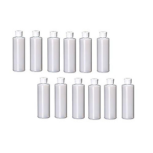 Natural Farms 8 oz Plastic Flip Top Pour Spout Bottles - 12 Pack - for Essential Oils, Perfumes, Lotions