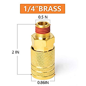 GASHER 12PCS 1/4-Inch Brass Male Industrial Coupler,1/4 Inch NPT Male Threads Size, Quick Connect Air Coupler