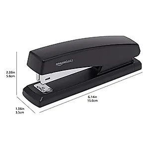 Amazon Basics Stapler with 1250 Staples, for Office or Desk, 25 Sheet Capacity, Non-Slip, Black