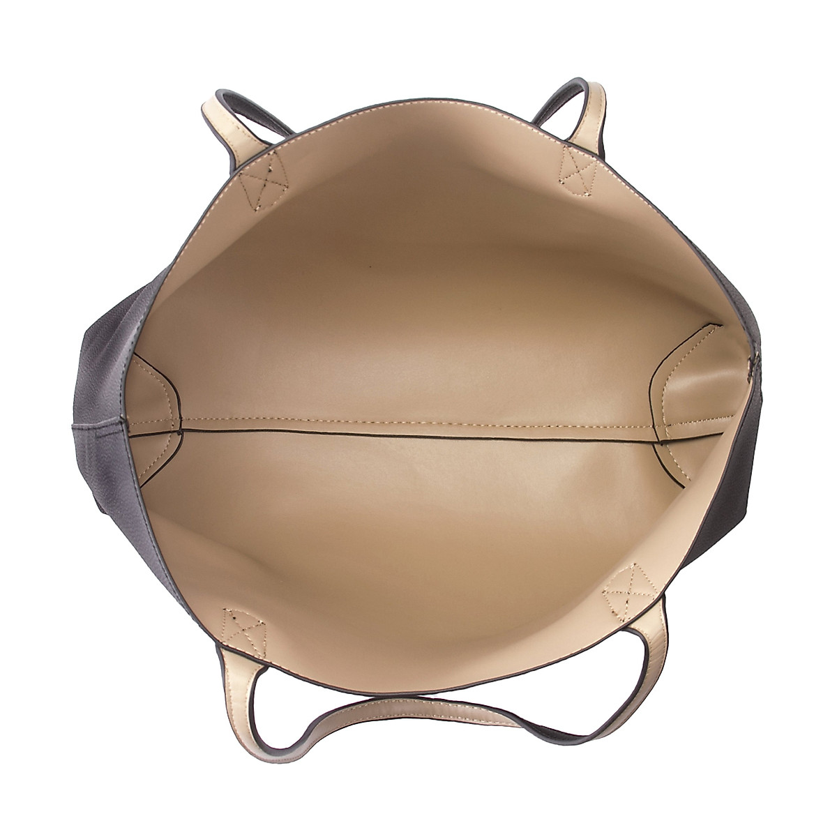 Overbrooke Reversible Tote Bag, Black & Sand - Premium Vegan Leather Womens Shoulder Tote