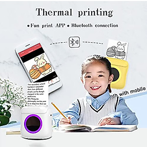 EKIDAZ Portable Printer, Mini Pocket Wireless Bluetooth Thermal Printers with Printing Paper for Smartphone, Inkless Printing for DIY Journal, Photos, Notes, Children Women Gifts (White)