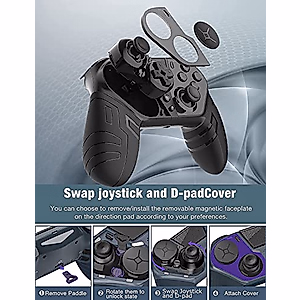 COWBOX 【2021 Upgraded Version】 Wireless P4 Controller with 3 Programmable Back Buttons and 1 Sensitivity-Control Back Button, Game Controller Remote with Turbo/Gyro/HD Dual Vibration/Touch Panel/LED