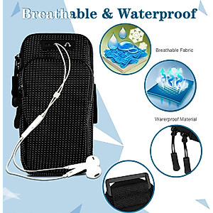 KAHEAUM Phone Holder for Running Armband Cell Phone Holder iPhone 15 14 13 12 11 Pro Max Xs SE Mini Xr X 8 7 6 Plus Galaxy S24 S23 S22 Note 20 10 Sleeve Key Pouch,Workout Arm Band Sports Exercise Gym