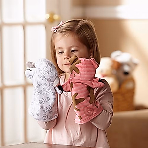 Melissa & Doug Farm Friends Hand Puppets (Set of 4) - Cow, Horse, Sheep, and Pig