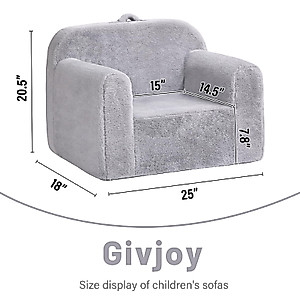 Givjoy Toddler Chair Plush Kids Couch, Comfy Kids Sofa Toddler Lounger Chair for Bedroom, Convertible Toddler Couch for Girls and Boys, Reading Chair for Kids