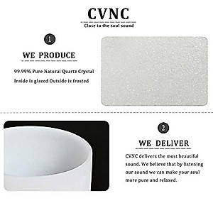 CVNC 440Hz 8 Inch F Note Heart Chakra Frosted Quartz Crystal Singing Bowl with Carry Case bag and Mallet