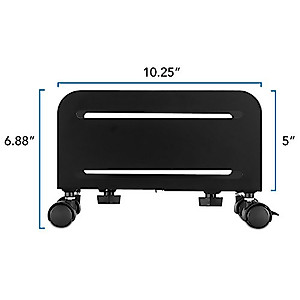 Mount-It! Rolling CPU Stand with Wheels, Heavy Duty Desktop Computer Tower Cart with Ventilation and Adjustable Width from 4.87 to 8.5 Inches, Steel