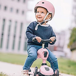 Scoot and Ride - Matte Finish Kid's Helmet with Adjustable Straps (Rose, XXS Small-Small) - Includes LED Safety Light and Soft Fleece Padding for Extra Protection
