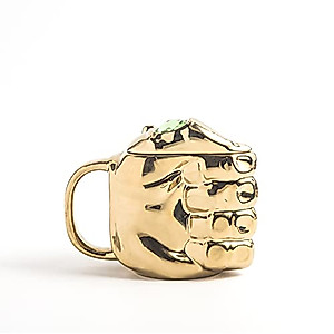 Zak Designs Marvel Thanos Unique 3D Sculpted Ceramic Coffee Mug, Collectible Keepsake Tea Mug for Hot Drinks (15 oz, Non BPA, Thanos Infinity Gauntlet)