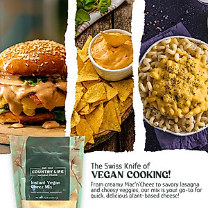 Country Life Vegan Cheez Mix, Made with Organic Ingredients, Instant, Plant-based, Cheddar Cheese Substitute Perfect for Mac&Cheese, Burgers, and Veggies 12.5oz