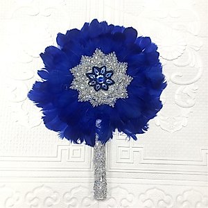 EGGPOD Hand Fan Folding 1pcs Small Size African Goose Feather Hand Fan for Dance Mariage Wedding Decoration Hand Fan Blue Nigerian Feathers Fan Folding Fan (Color : 1, Size : Small Size 44x32cm)