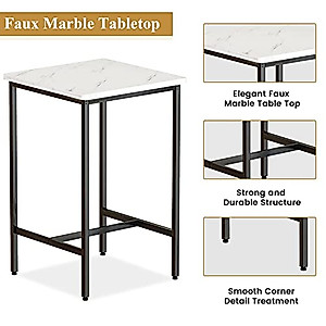 LinkRomat Pub Table Set of 3, Small Dining Table for 2, Bistro Table and Chairs, Bar Height Table w/2 Stools Counter Height Table Kitchen Bar Small Kitchen Table for Breakfast Nook Small Space