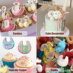 TINGSING Baby Shower Cookie Cutters 7 Pieces Set Onesie, Bib, Rattle, Baby Bottle, Baby Carriage, Baby Pants, Baby Foot Biscuit Cookie Cutter, Fondant Molds for Baby Shower Birthday Party