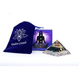 Orgone Pyramid Crystal -Orgonite Crystals -Black Tourmaline & Selenite-for Protection & Positive Energy-Crystal Pyramid for- Chakra Healing Meditation &Crystal Gifts-Orgonite Pyramid