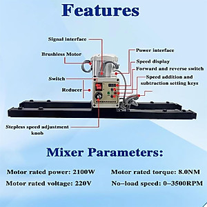 Electric IBC Paint Mixer, 2100W Commercial Tank Mixer Machine, 1 Ton/1000L Stirring Capacity Paint Stirring Machine, 40NM High Torque and Adjustable Speed, for Medium To High Viscosity