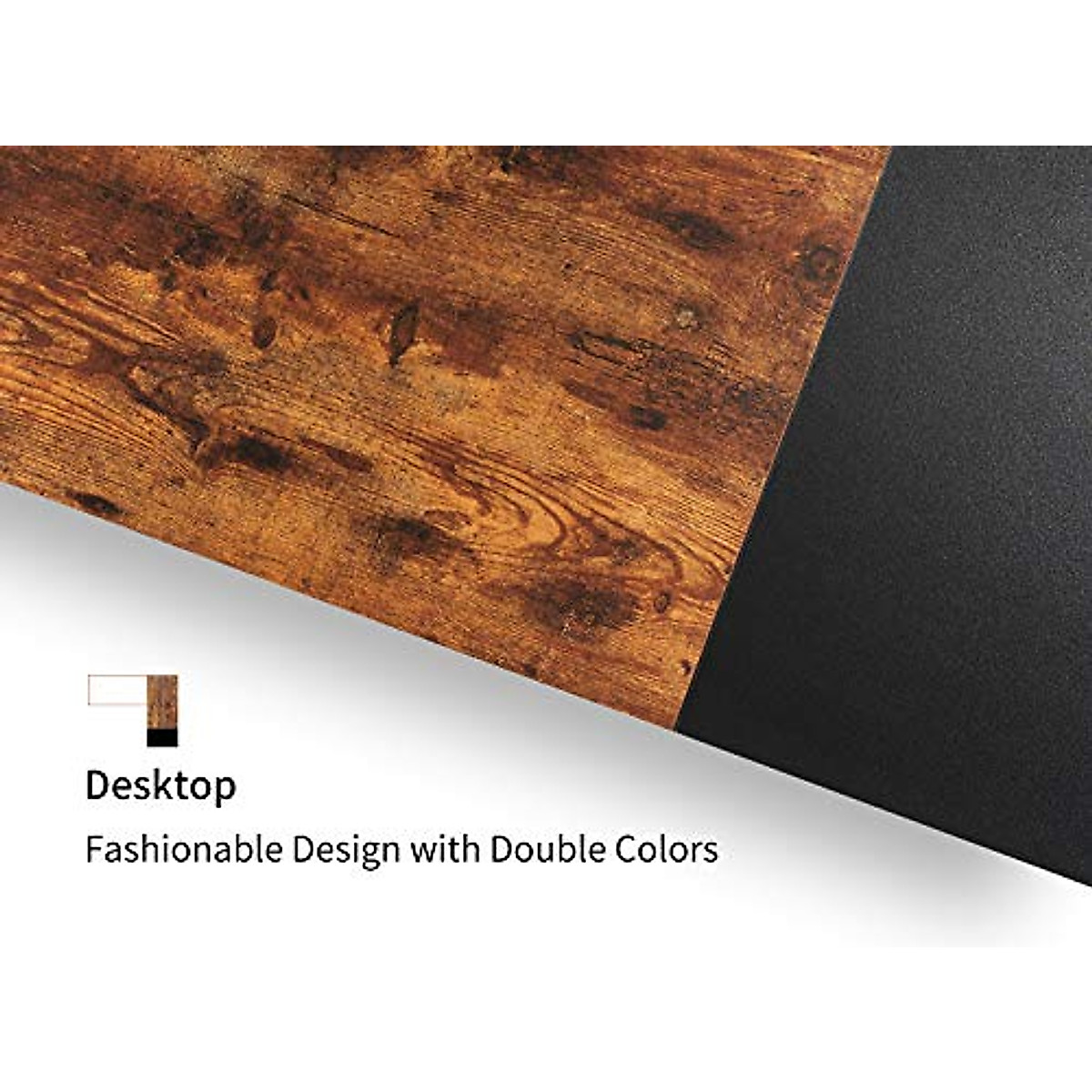 BANTI L Shape Computer Desk with Storage Shelf Study Writing Table for Home Office, Modern Simple Style PC Desk, Black Metal Frame