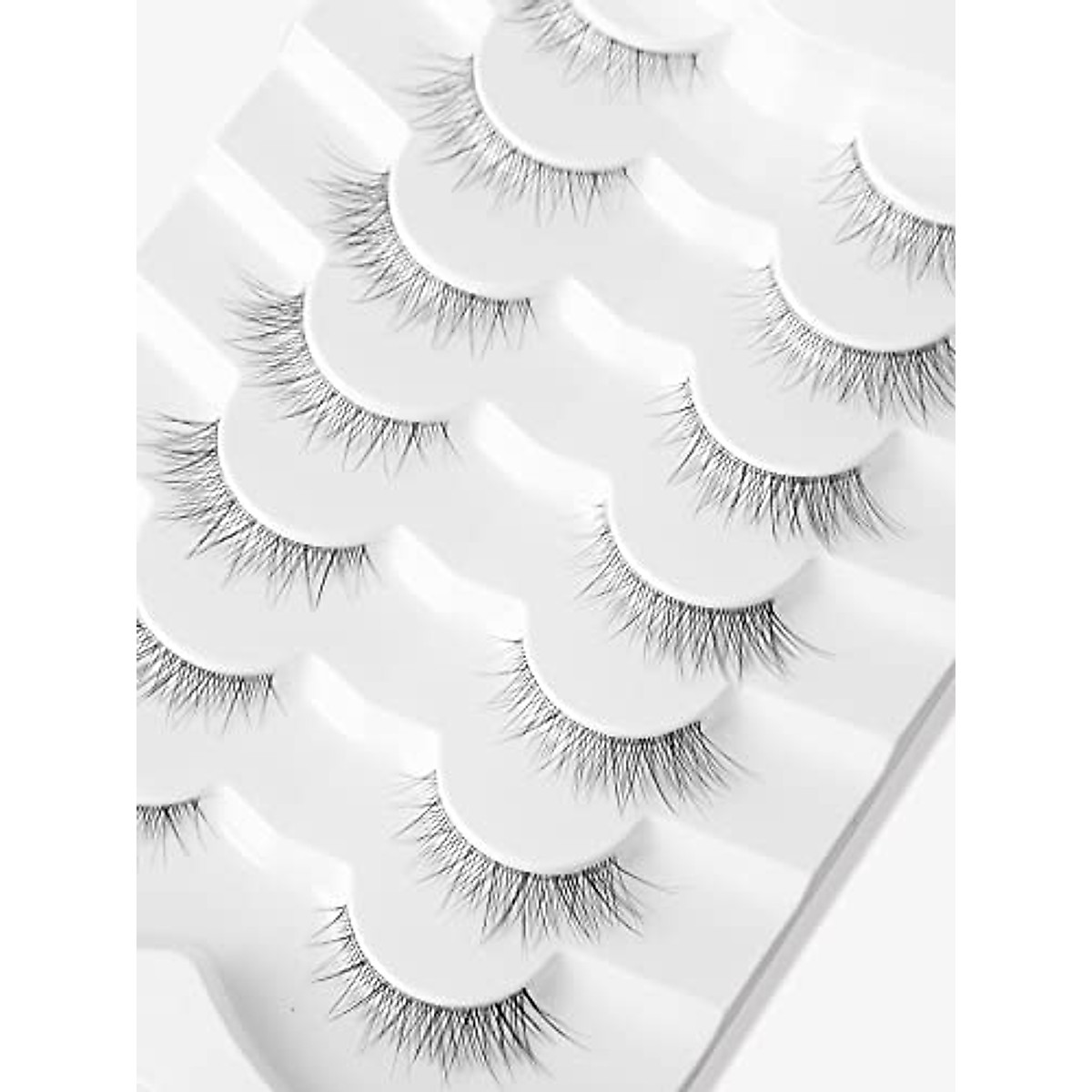 Gmagictobo Lashes Natural Short False Eyelashes Wispy Lashes Pack Light Volume Clear Band Soft Fake Eye lashes 7 Pairs Multipack