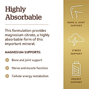 Solgar - Magnesium Citrate, 120 Tablets, Supports Nerve and Muscle Function - 2 Pack