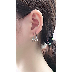 Tiny Moon Dangle Hoop Earrings for Women Girls S925 Sterling Silver Charms Hoops Crescent Half Moon Horn Drop Tiny Cuff Cartilage Helix Minimalist Polished Earrings Fashion Jewelry (Silver)