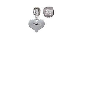Delight Jewelry Twins Heart with Two Pair of Baby Feet Sister Charm Bead with You Are More Loved Bead (Set of 2)