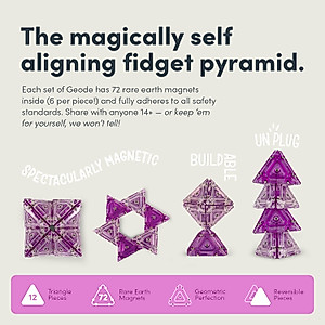 Speks Geode Pyramid 12-Piece Building Set - Quartz - Fun Desk Toy for Adults