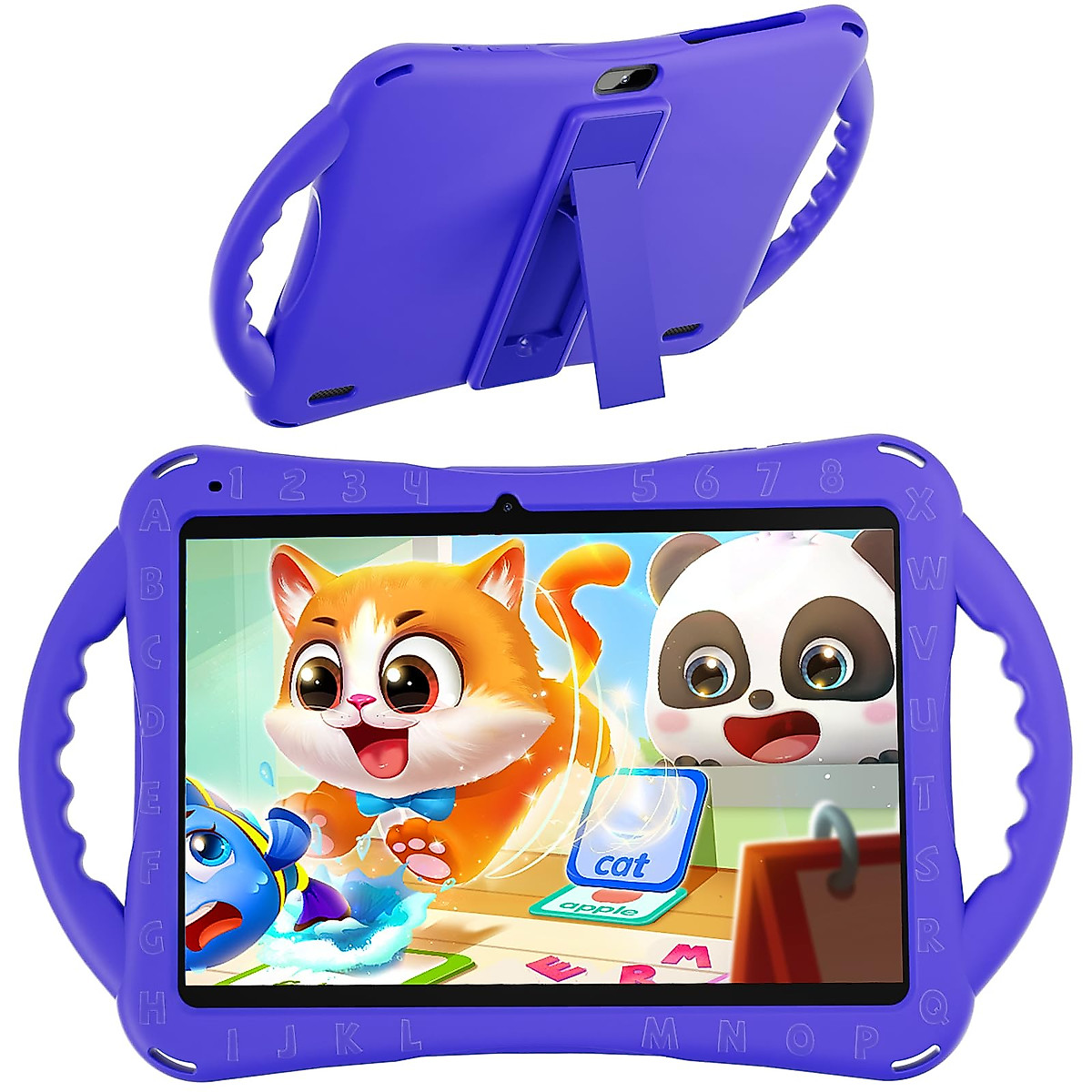 SGIN 10 Inch Tablet for Kids, Android 12 Kids Tablet with Kids Case, 2GB RAM 64GB ROM, 5000mAh, 1280 * 800 Display, Dual Camera, WiFi, Educational Games, Blue Handle Case
