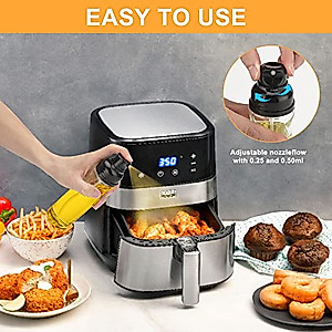 200ml Glass Olive Oil Sprayer for Cooking - Oil Dispenser Bottle Spray Mister - Refillable Food Grade Oil Vinegar Spritzer Sprayer Bottles for Kitchen, Air Fryer, Salad, Baking, Grilling, Frying