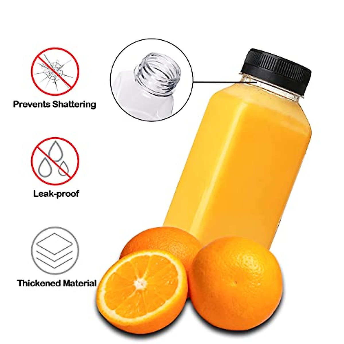 ookizom 24 Pack 8oz Plastic Juice Bottles with Caps, Perfect for Your Water, Juice or Smoothie, Reusable Clear with 3 Brushes & 2 Folding Funnels & Exquisite Label Paper