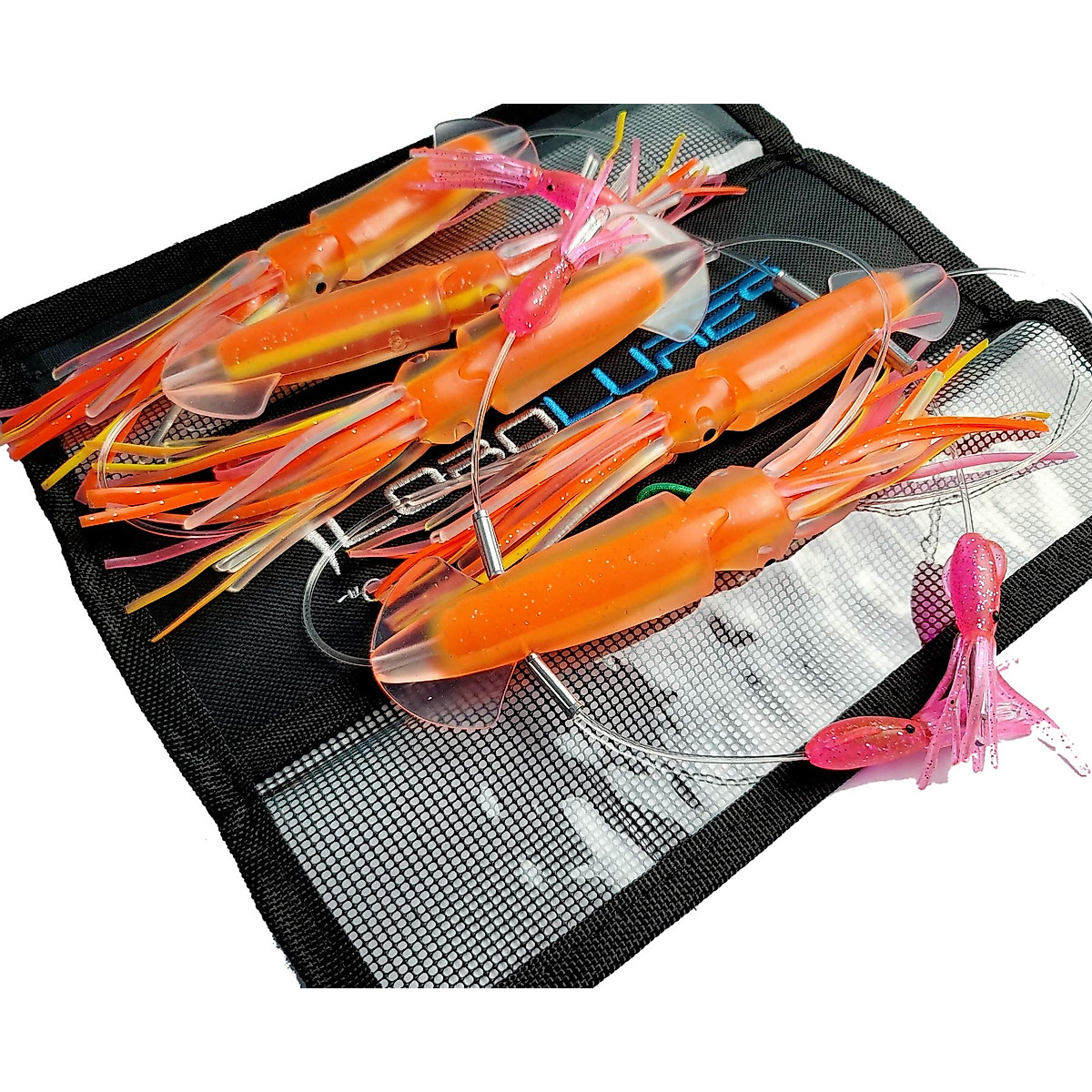 Squidnation Pakula Game Fish 8 Inch Long Tail Flippy Floppy Fishing Daisy Chain Tuna & Marlin by Lobo Lures (Brad J Glow), Medium