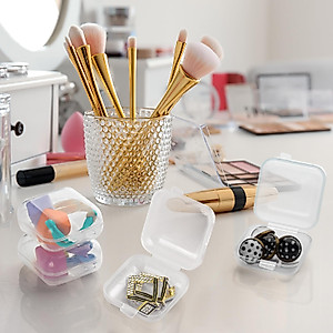 Mototo 120 Pieces Mini Plastic Jewelry Box Clear Storage Box Small Storage Containers with Hinged Lids for Beads Jewelry Earrings Chains Earplugs Craft, 1.4 x 1.4 x 0.7 Inches