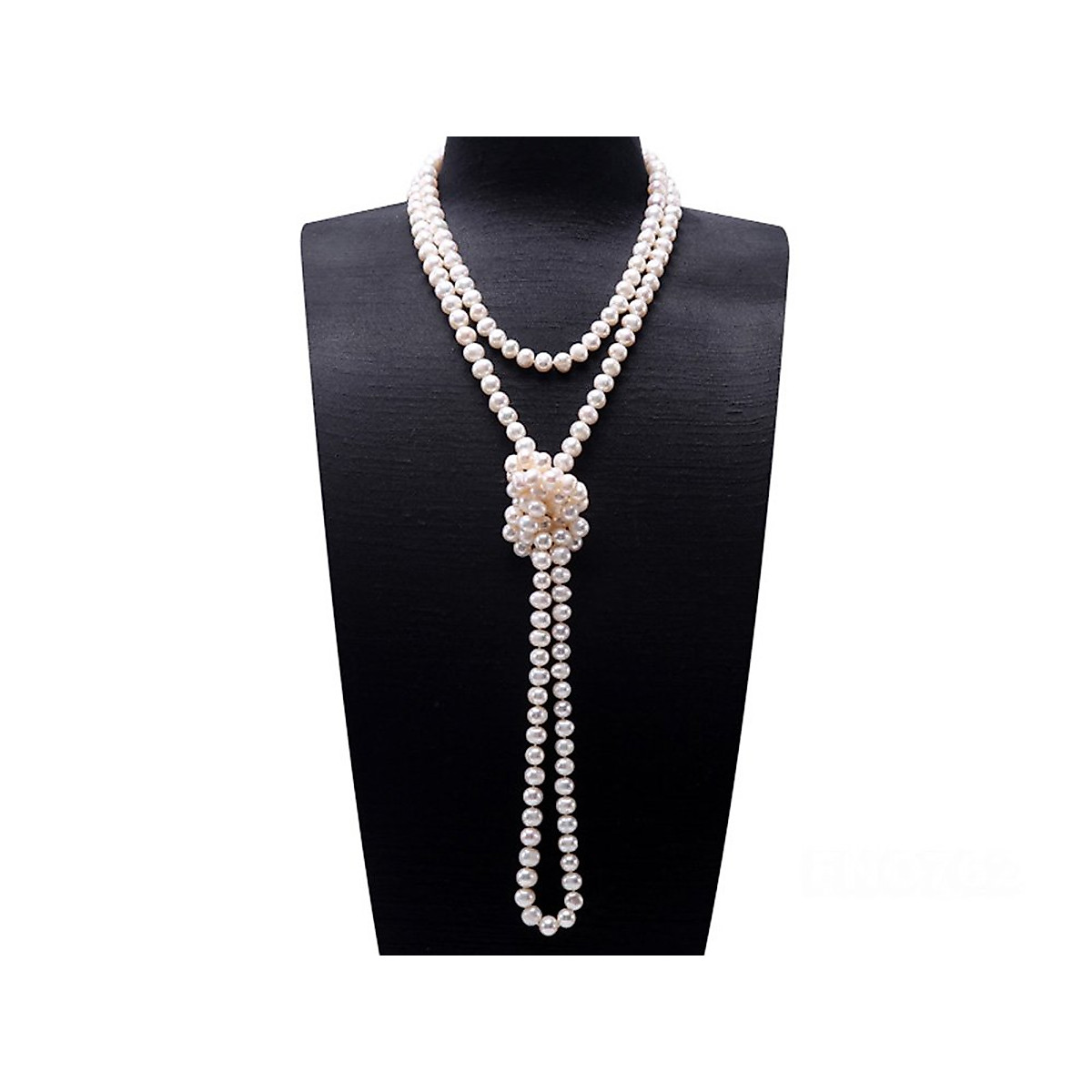 JYX Pearl Long Strand Necklace Natural White 8mm Flat Round Freshwater Cultured Pearl Necklace Endless Sweater Necklace 64"