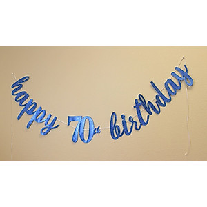 All About Details Happy 70th Birthday Cursive Banner (Blue)