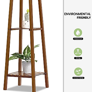 Magshion 3-Tier Bamboo Plant Stand, 39 Inch Height Tall Plant Shelf for Indoor/Outdoor, Rustic Flower Pot Holder for Balcony, Patio, Corner