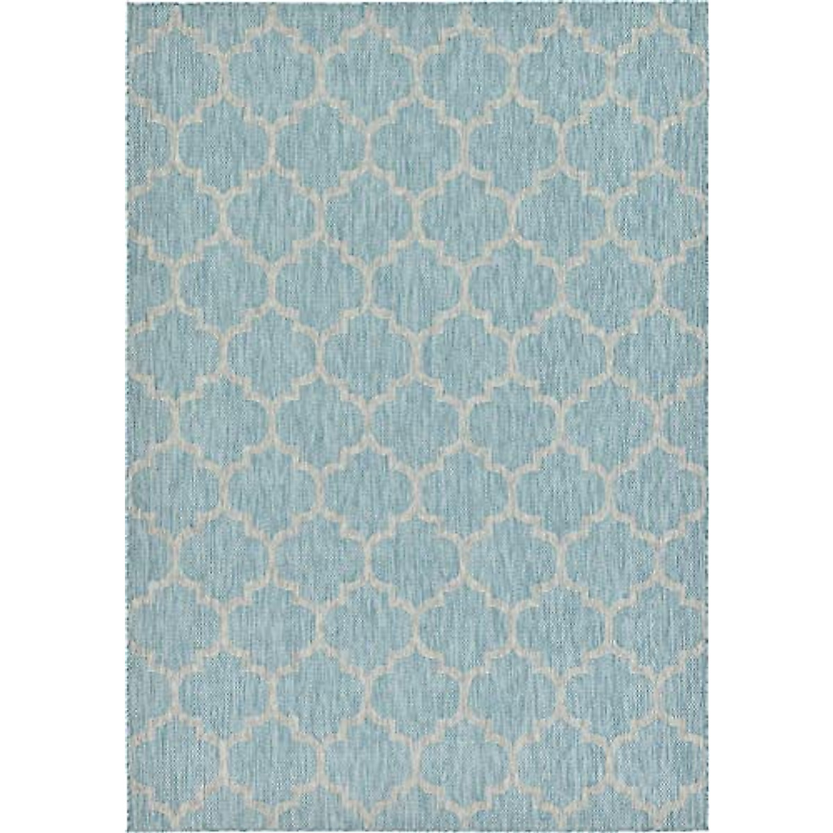 Unique Loom Outdoor Trellis Collection Area Rug (7' 1" x 10' Rectangle, Aquamarine/ Gray)