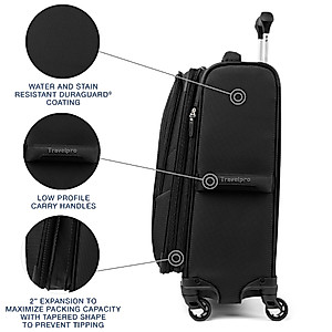 Travelpro Maxlite 5 Softside Expandable Luggage with 4 Spinner Wheels, Lightweight Suitcase, Men and Women, Black, Carry-on 21-Inch